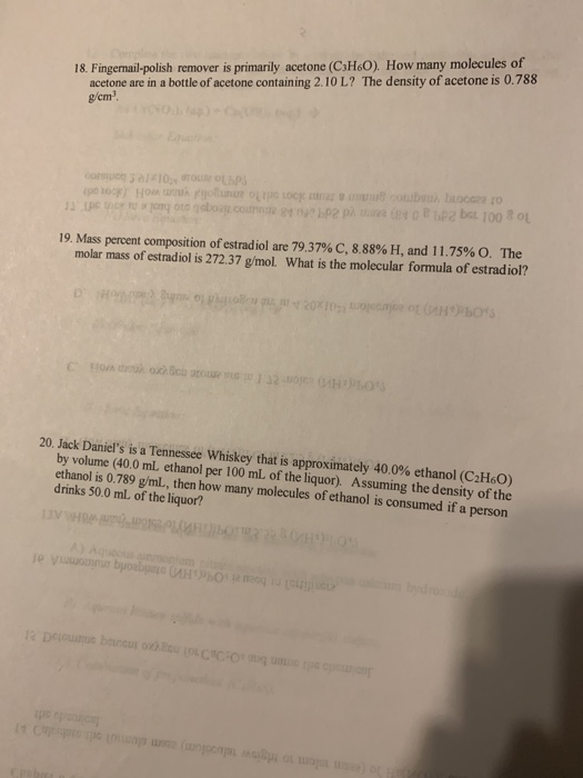 Solved Chemistry 3A - J Homework #2 (Due 4/01) Chapter 3 | Chegg.com