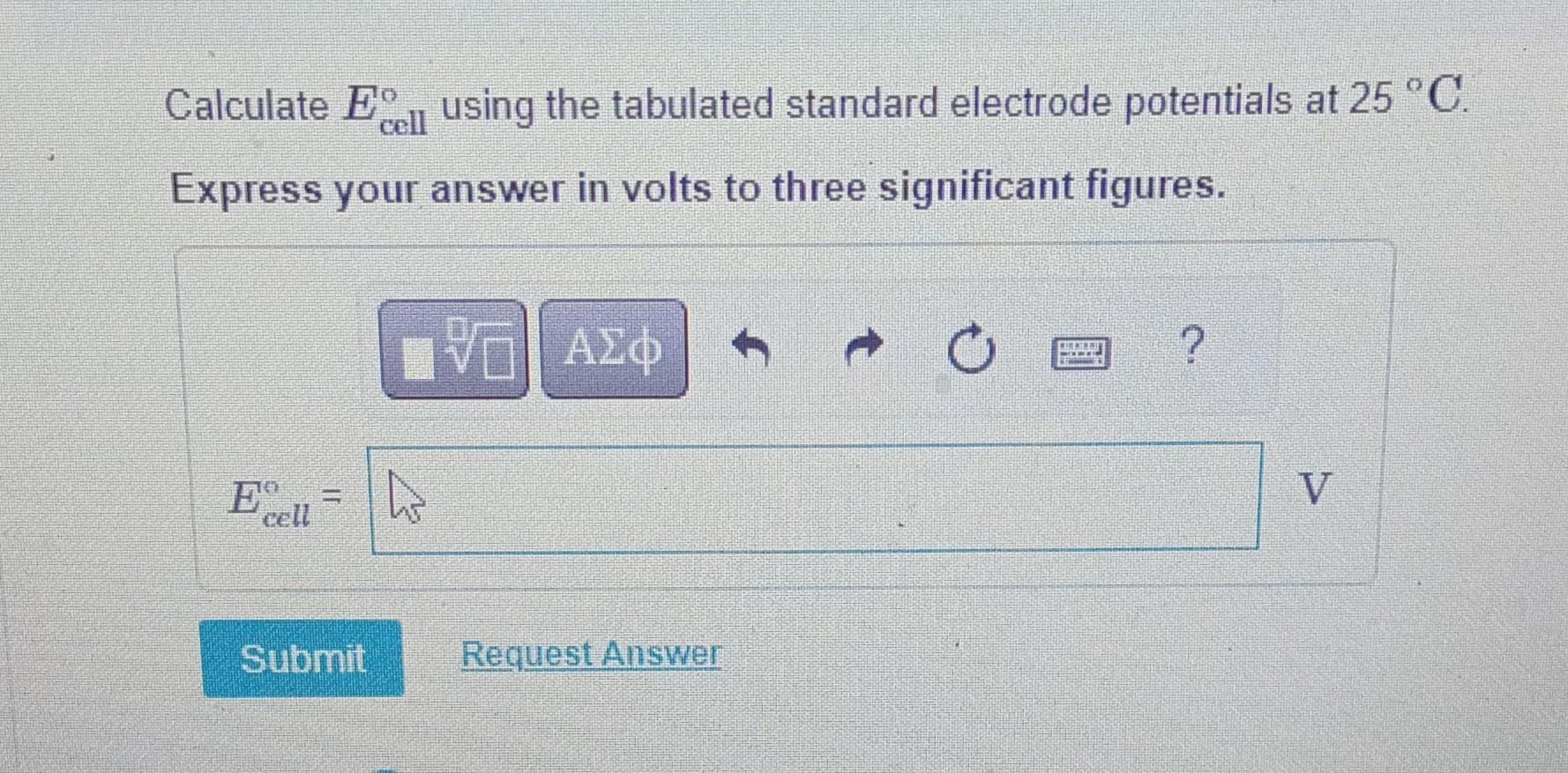 Calculate Ecell ∘ using the tabulated standard | Chegg.com