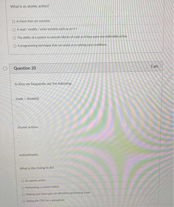Solved What is an atomic action? A check then act scenario A | Chegg.com