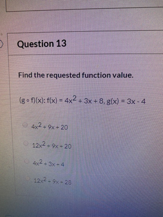 Solved Question 13 Find the requested function value. | Chegg.com