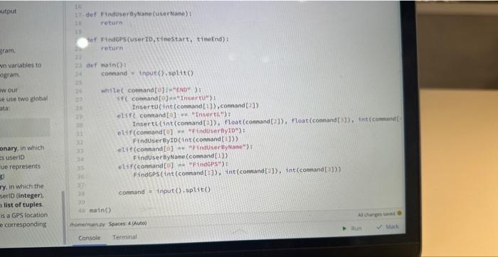 Solved Description 3. GPS tracking (dictionary, list, tuple | Chegg.com