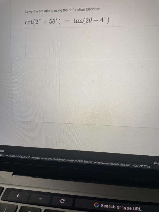 Solved Solve the equations using the cofunction Identities | Chegg.com
