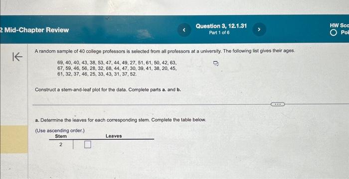 Solved A random sample of 40 college professors is selected | Chegg.com