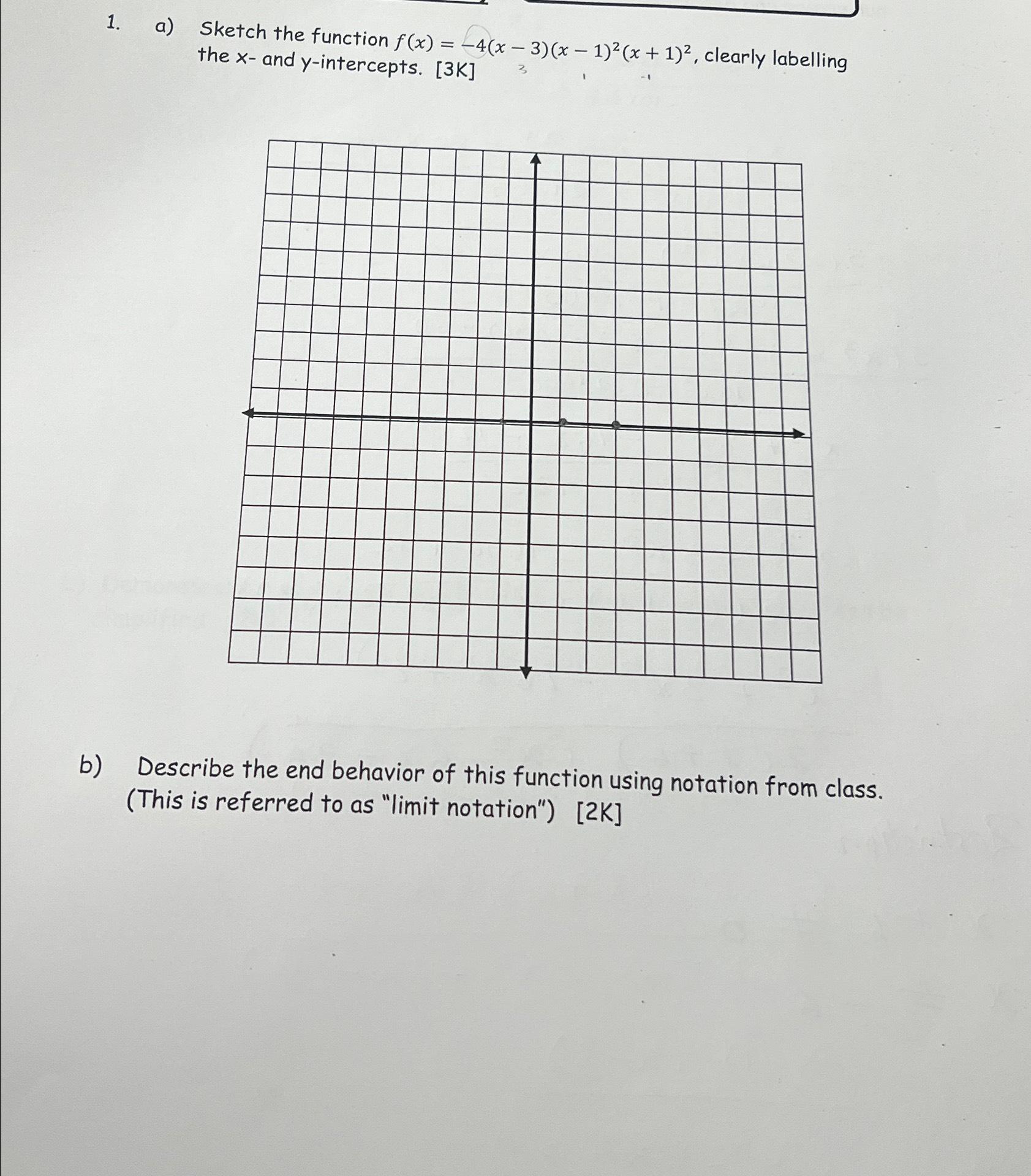 Solved a) ﻿Sketch the function f(x)=-4(x-3)(x-1)2(x+1)2, | Chegg.com