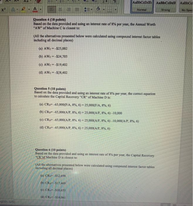 Solved A A Aa AaBbCcDdE ABCD Strong x² AP AaBbca No Spag E = | Chegg.com