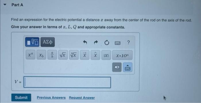 Solved The figure shows a thin rod of length L and charge Q. | Chegg.com