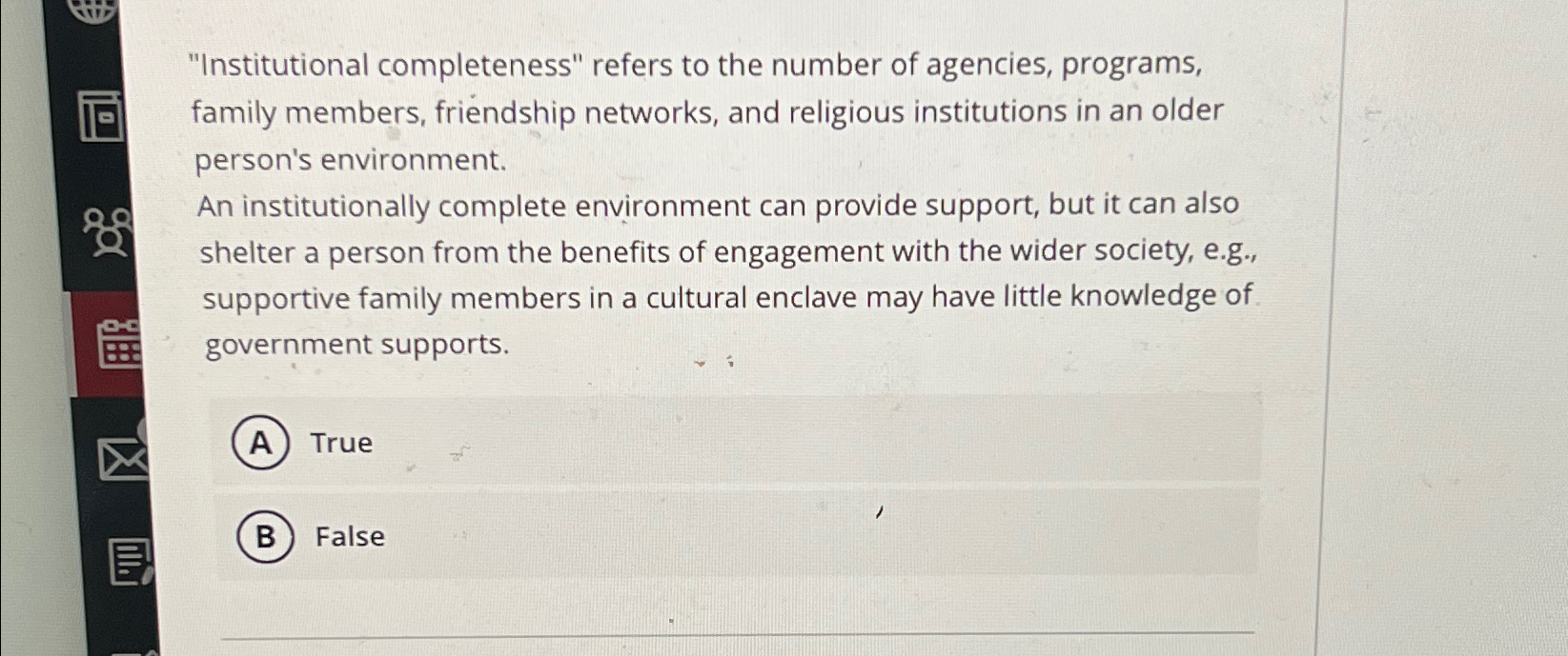 Solved "Institutional completeness" refers to the number of | Chegg.com