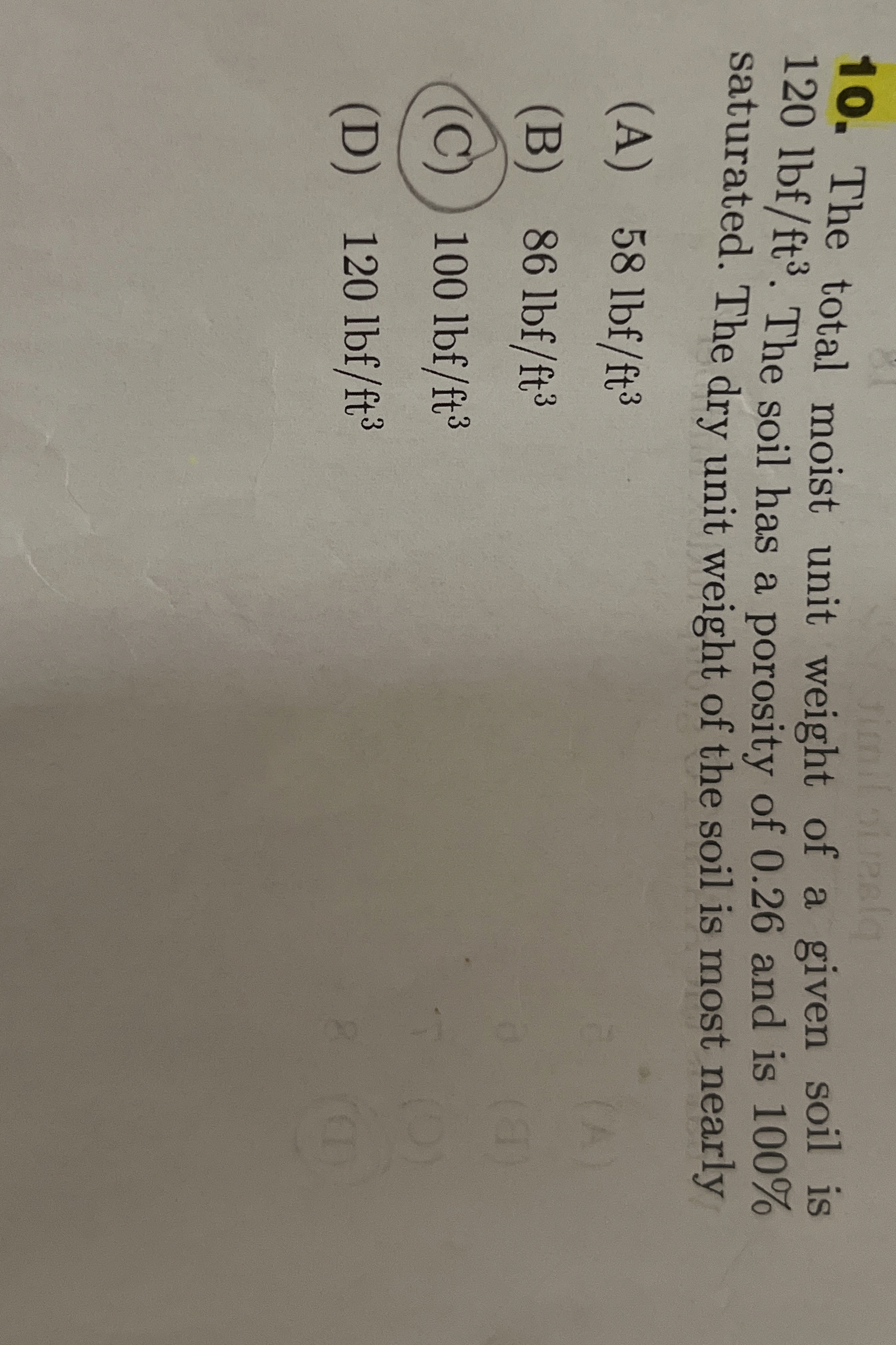 Solved The total moist unit weight of a given soil is | Chegg.com