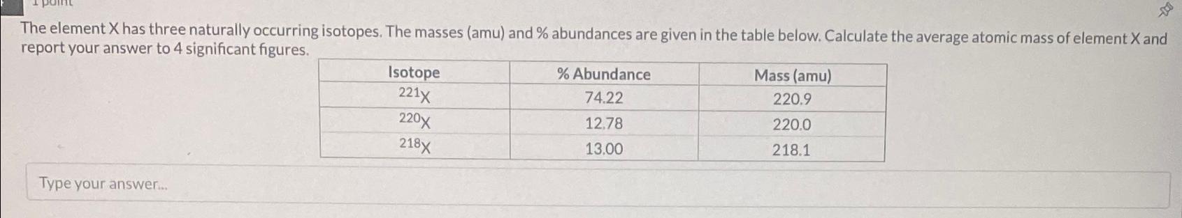 Solved The element x has three naturally occurring isotopes. | Chegg.com