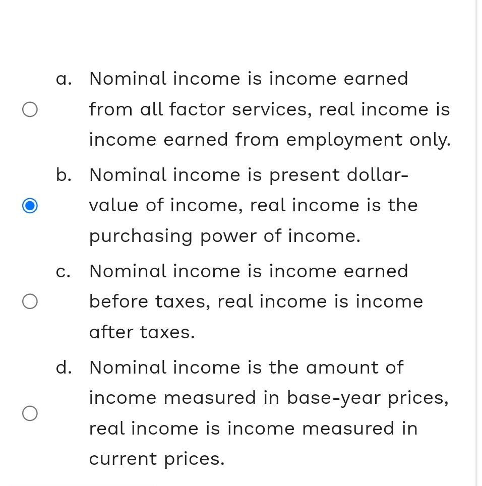 Solved How can the percentage change in real income from one | Chegg.com