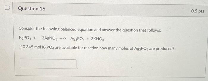 Solved Consider the following balanced equation and answer | Chegg.com