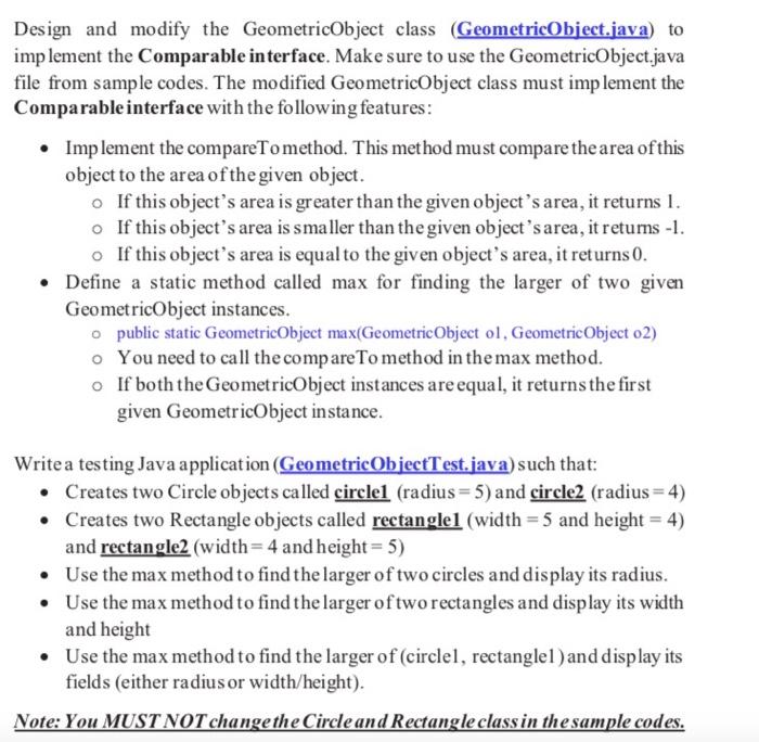 Solved Design and modify the GeometricObject class | Chegg.com