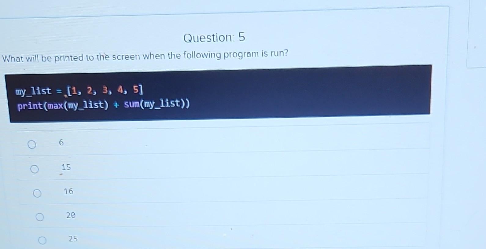 Solved What will be printed to the screen when the following | Chegg.com