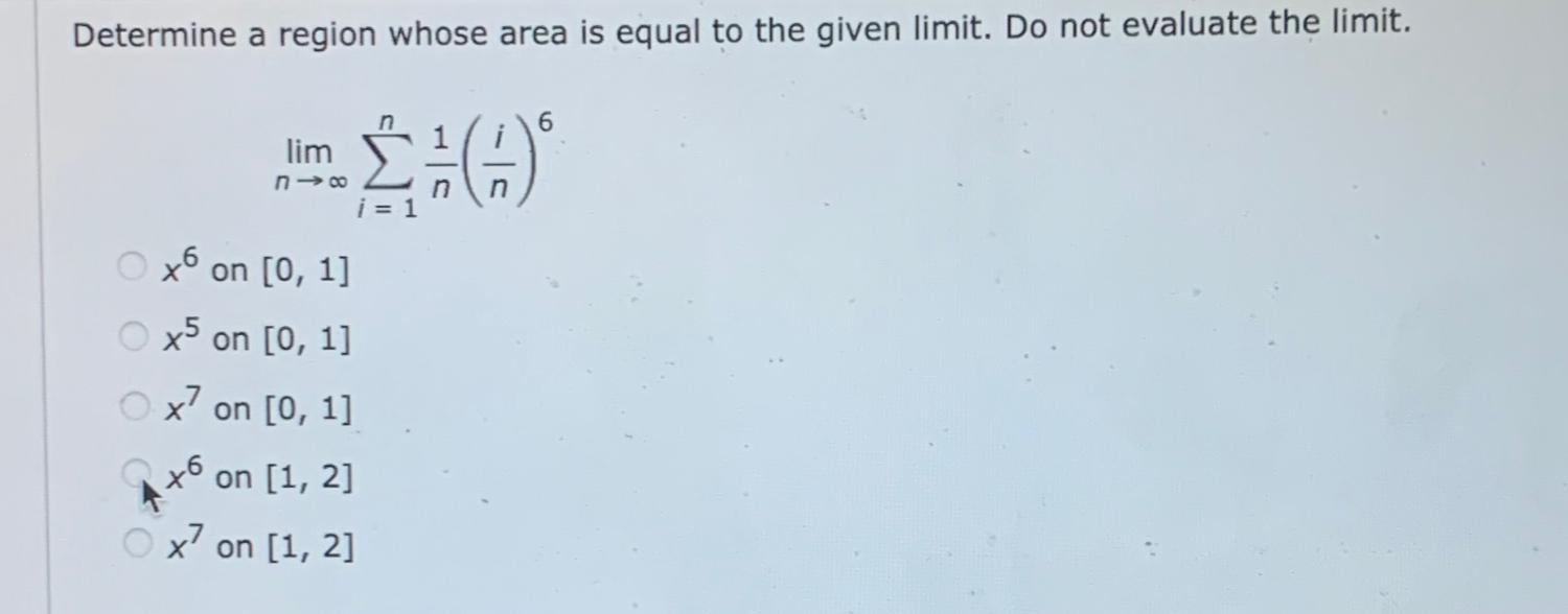Solved Determine a region whose area is equal to the given | Chegg.com