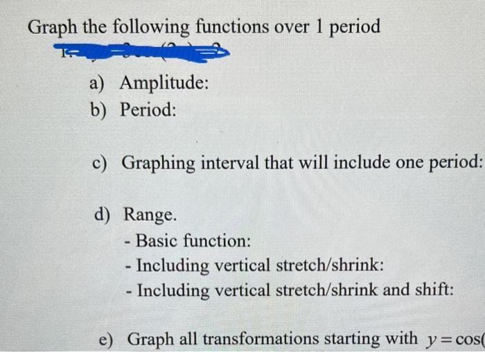 Solved y=−2sin(3x−π)+4Graph the following functions over 1 | Chegg.com