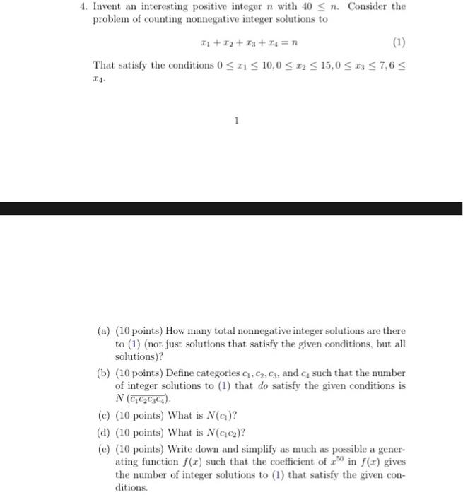 Solved 4. Invent an interesting positive integer n with 40 | Chegg.com
