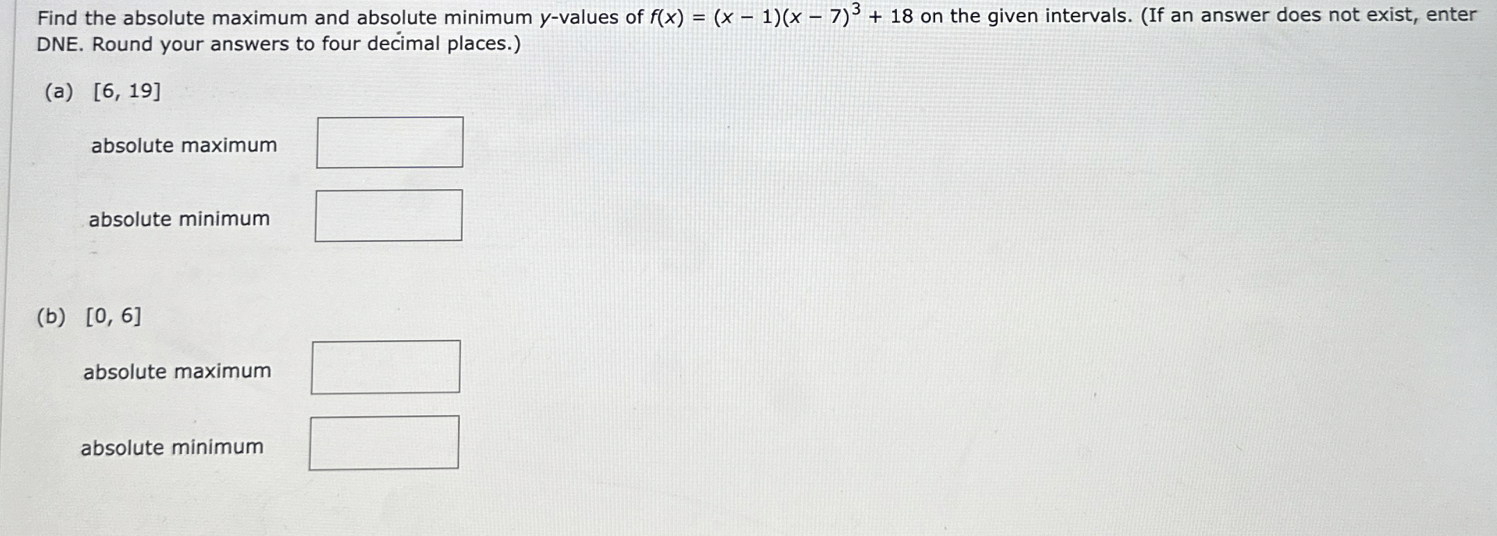 Solved Find the absolute maximum and absolute minimum | Chegg.com