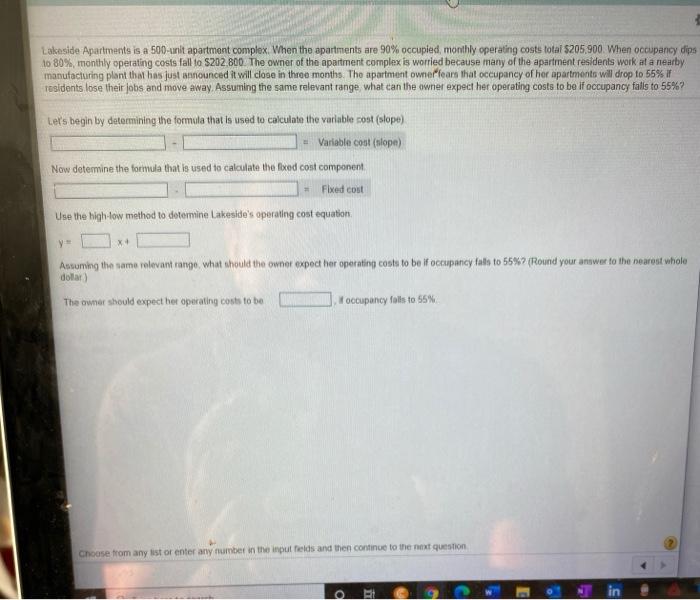 Solved Lakeside Apartments is a 500-unit apartment complex. | Chegg.com