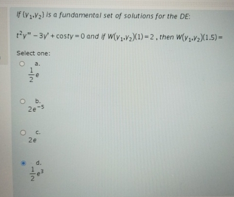 Solved If {y1,y2} ﻿is a fundamental set of solutions for the | Chegg.com