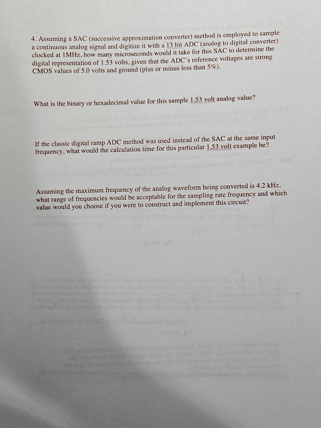 Solved 4. Assuming a SAC (successive approximation | Chegg.com