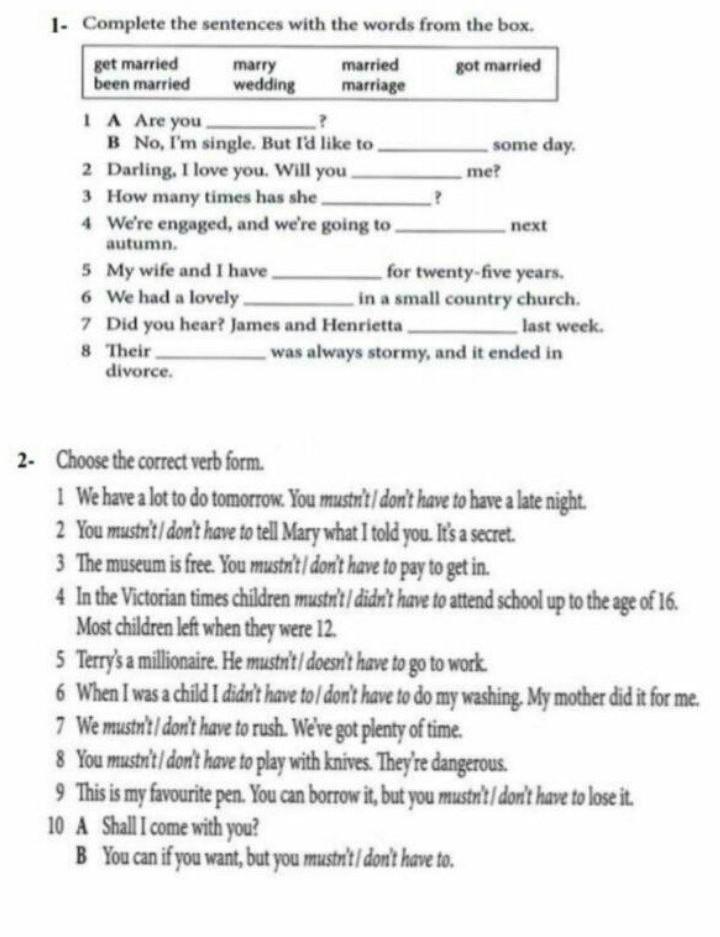 Solved 1. Complete the sentences with the words from the | Chegg.com