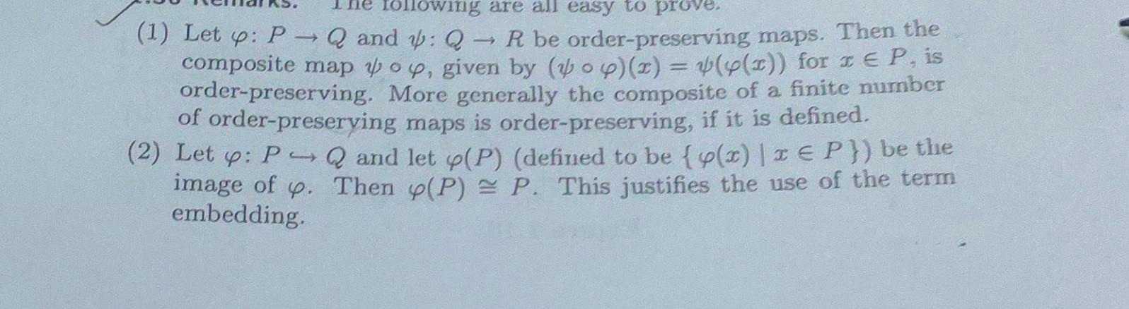 (1) Let φ:P→Q and ψ:Q→R be order-preserving maps. | Chegg.com