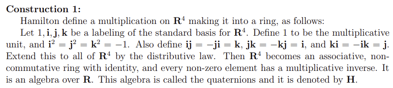 Solved Algebraic Topology: Hamilton define a multiplication | Chegg.com