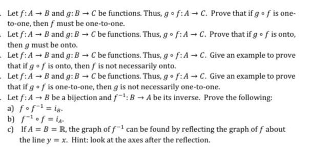 Solved Let f:A - B and g: B - C be functions. Thus,g ºf:A - | Chegg.com