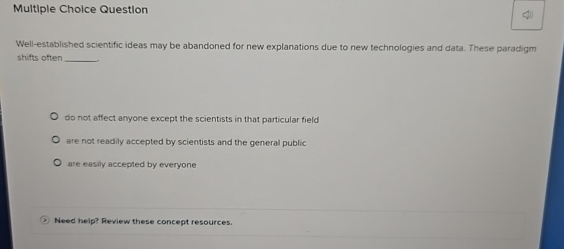 Solved Multiple Cholce QuestionWell-established scientific | Chegg.com