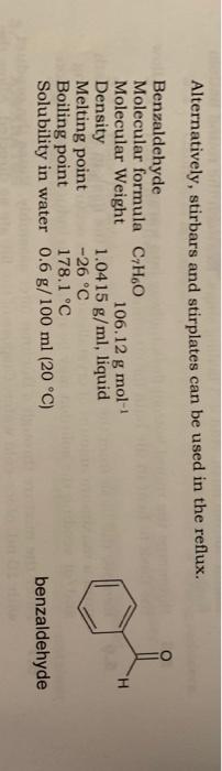 Solved Data: 1. Mass of benzaldehyde Measurement (include | Chegg.com