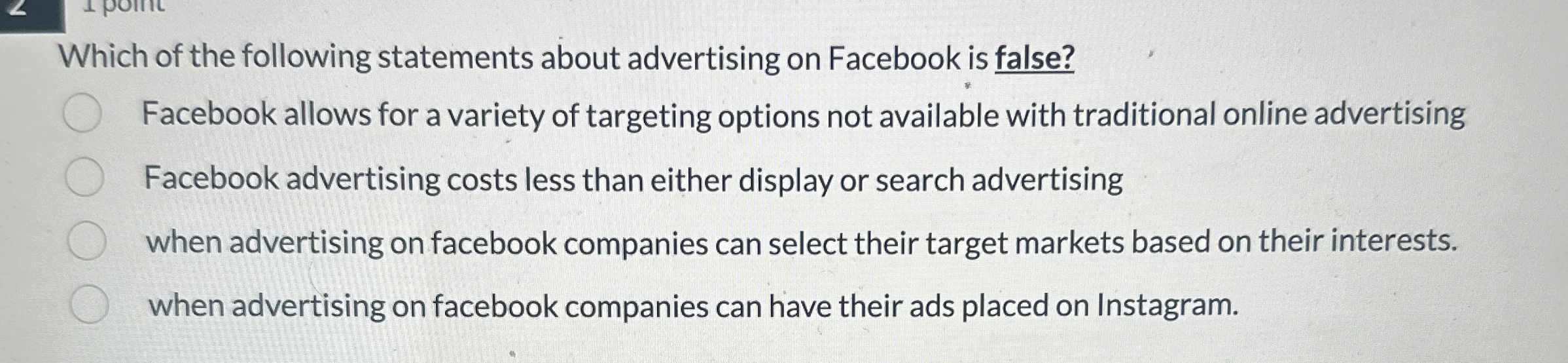 Solved Which of the following statements about advertising | Chegg.com