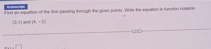Solved Find an equation of the line passing through the | Chegg.com