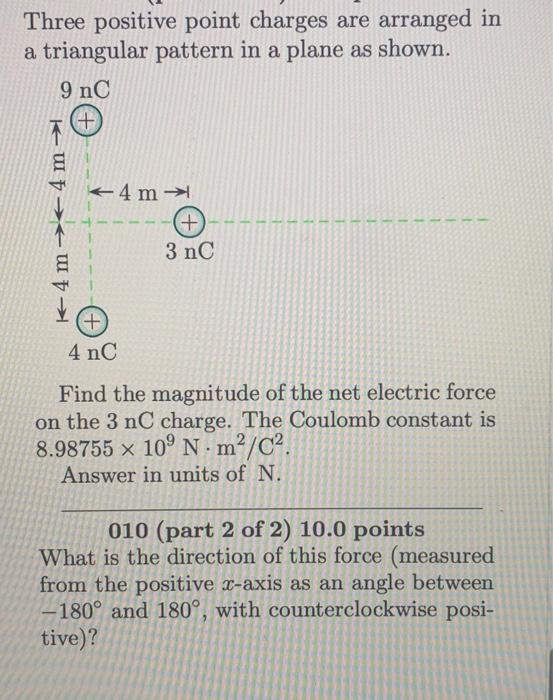Solved Three positive point charges are arranged in a | Chegg.com