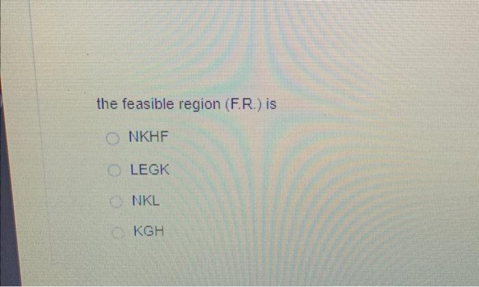 Solved the feasible region (F.R.) is NKHF LEGK NKL KGH | Chegg.com