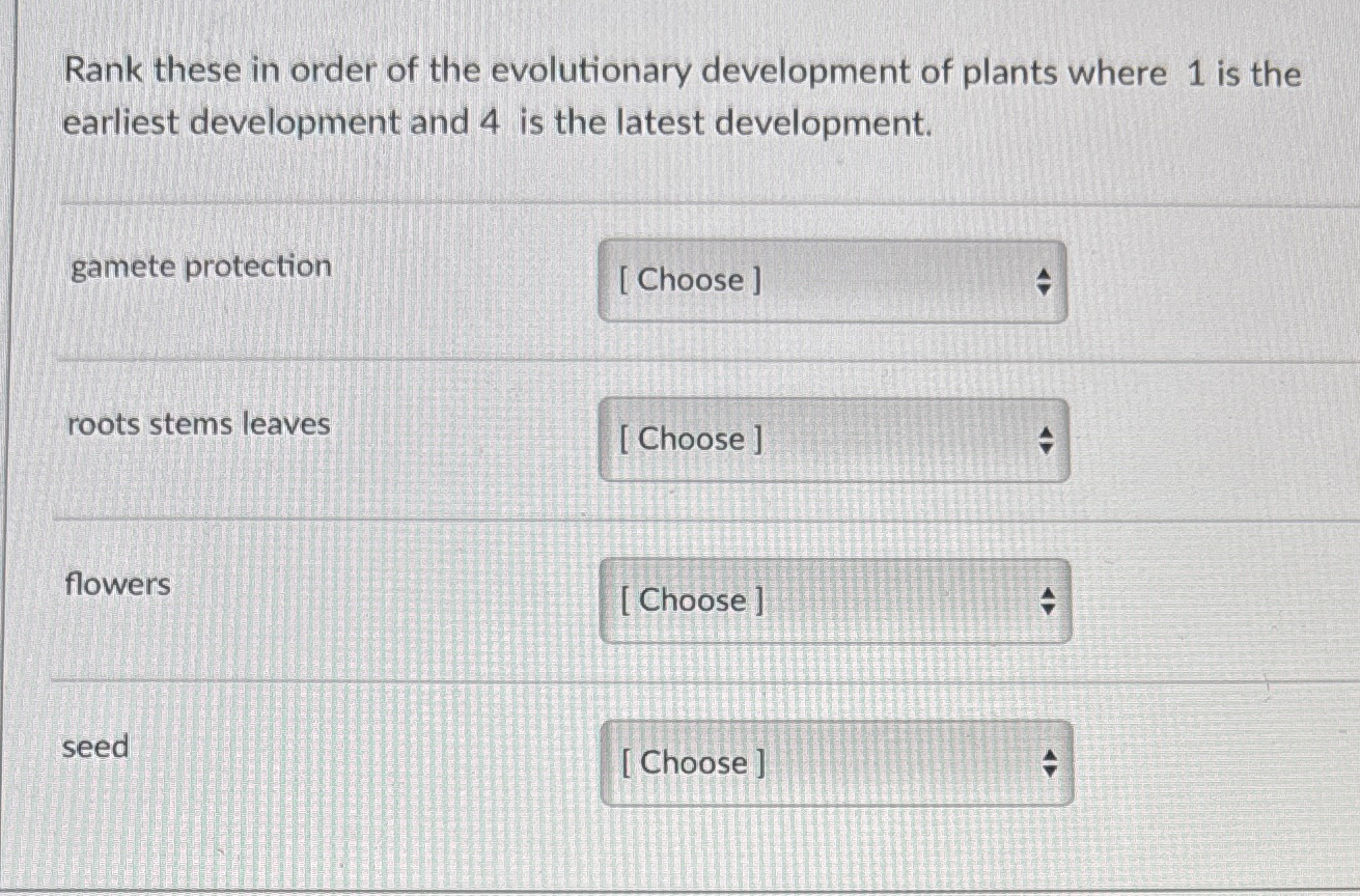 Solved Rank these in order of the evolutionary development | Chegg.com