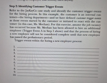 Solved Step 2: Identifying Customer Trigger EventsRefer to | Chegg.com