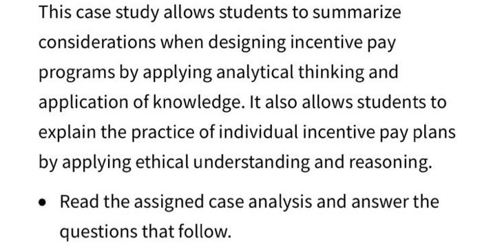 Solved This case study allows students to summarize | Chegg.com