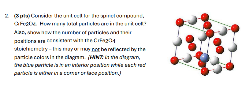 Solved 2. ( 3 ﻿pts) ﻿Consider the unit cell for the spinel | Chegg.com