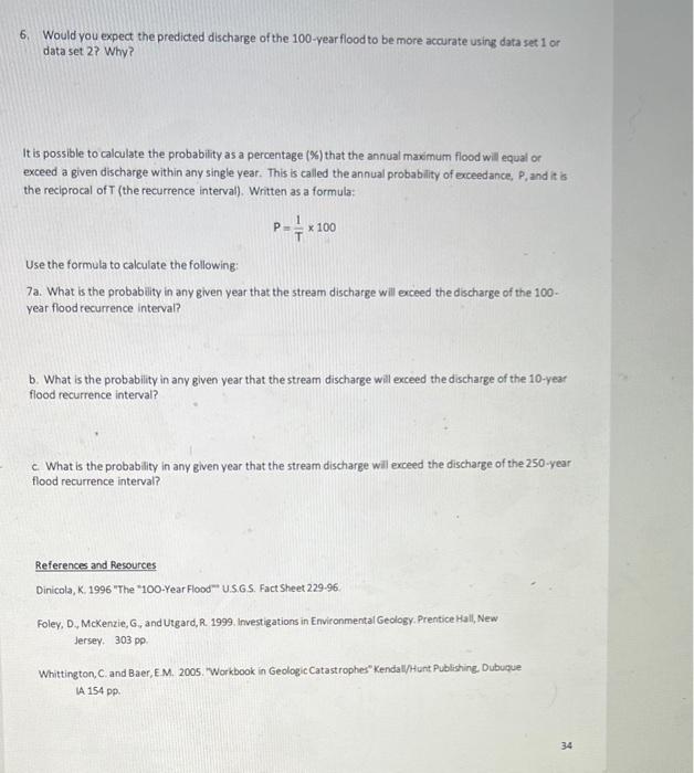 Solved Flood recurrence intervals and river discharge This | Chegg.com