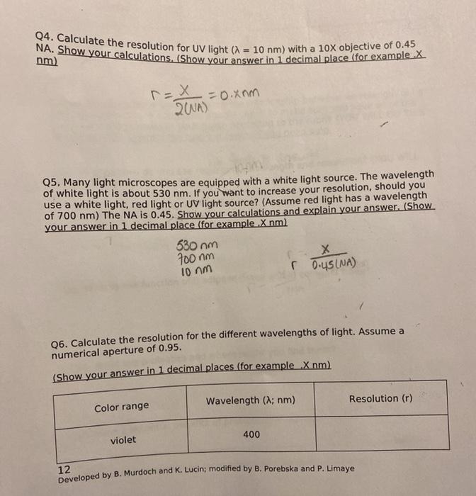 Solved 1. What is the Immersion Medium for objective lens? | Chegg.com