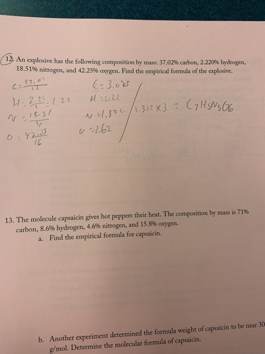 Solved 12. An explosive has the following composition by | Chegg.com