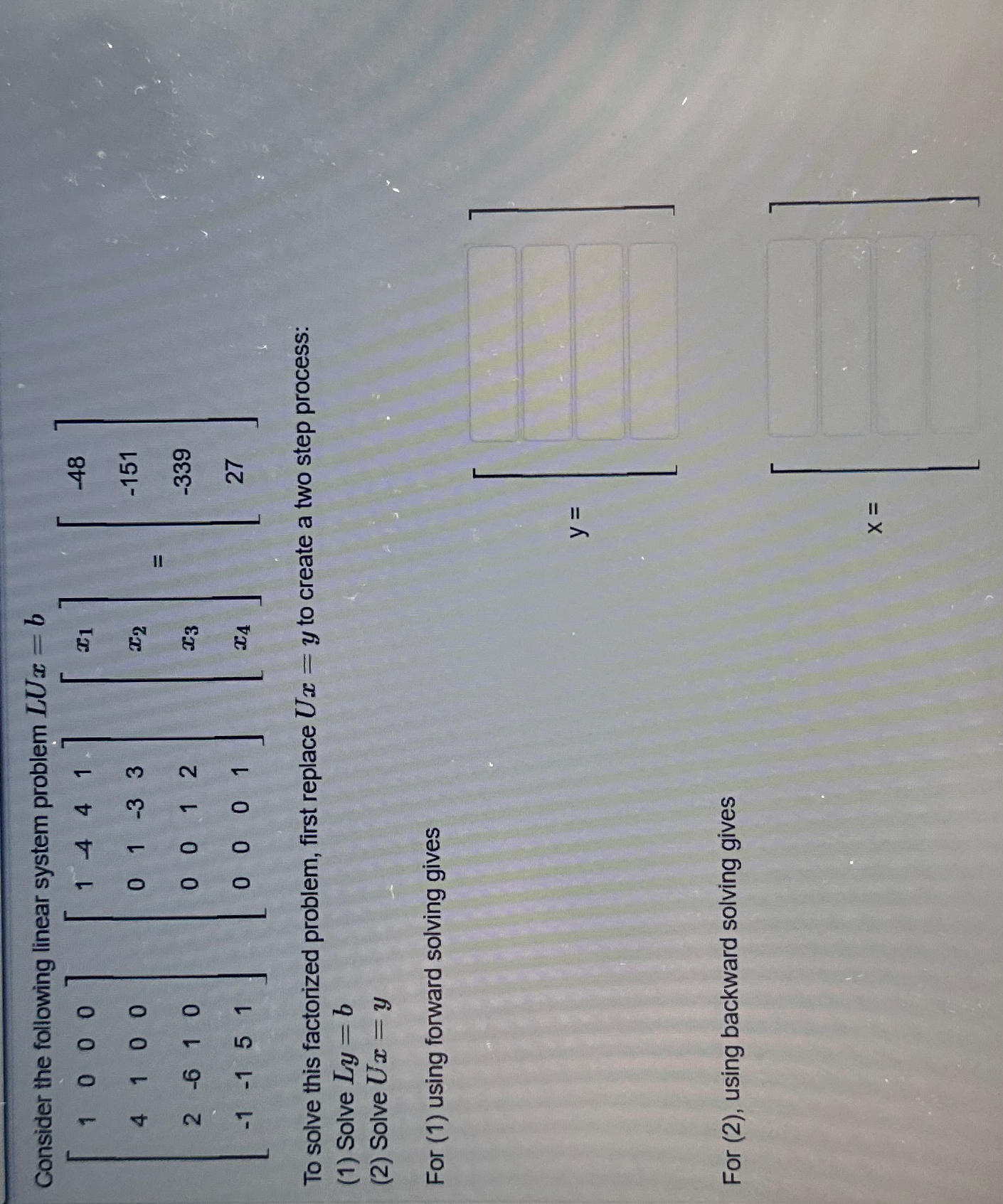 Solved Consider the following linear system problem | Chegg.com