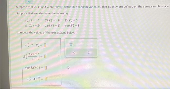 Solved Suppose that X, Y, and Z are jointly distributed | Chegg.com