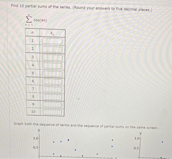 Solved Find 10 partial sums of the series. (Round your | Chegg.com