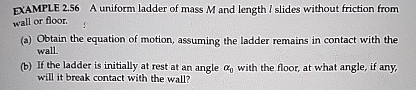 Solved A uniform ladder of mass M ﻿and length l ﻿slides | Chegg.com
