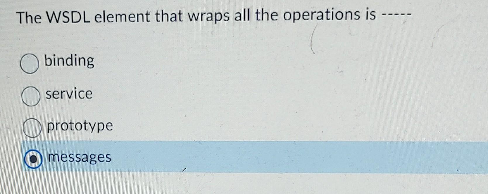Solved The WSDL element that wraps all the operations is | Chegg.com