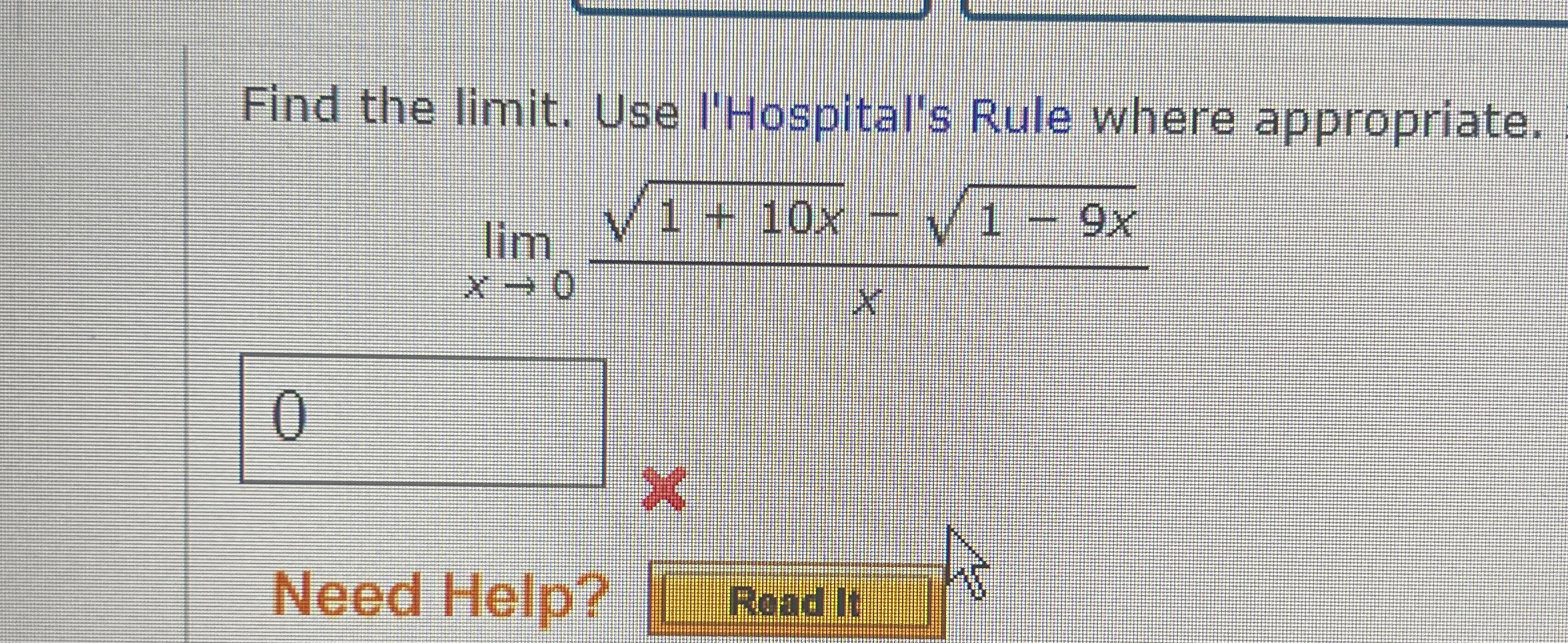 Solved Find The Limit ﻿use Lhospitals Rule Where