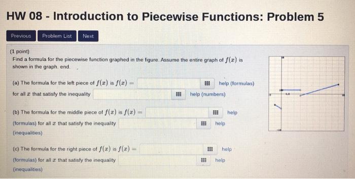 Solved HW 08 - Introduction to Piecewise Functions: Problem | Chegg.com
