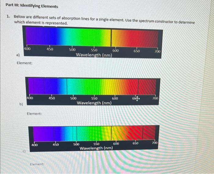 Solved 1. Below are different sets of absorption lines for a | Chegg.com