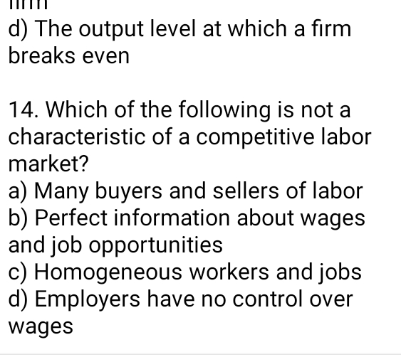 Solved Economics: d) ﻿The output level at which a firm | Chegg.com